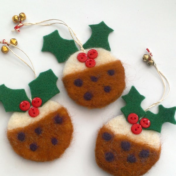 Needle Felted Christmas Pudding Decorations - Folksy