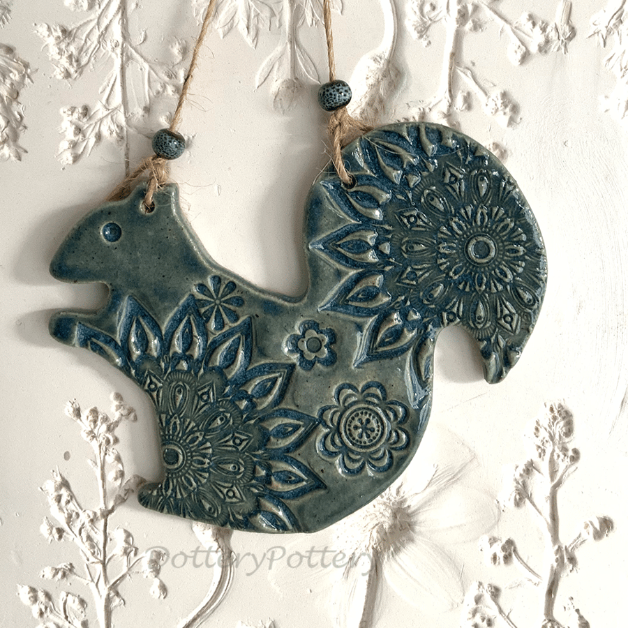 Ceramic squirrel decoration Pottery squirrel wo... - Folksy
