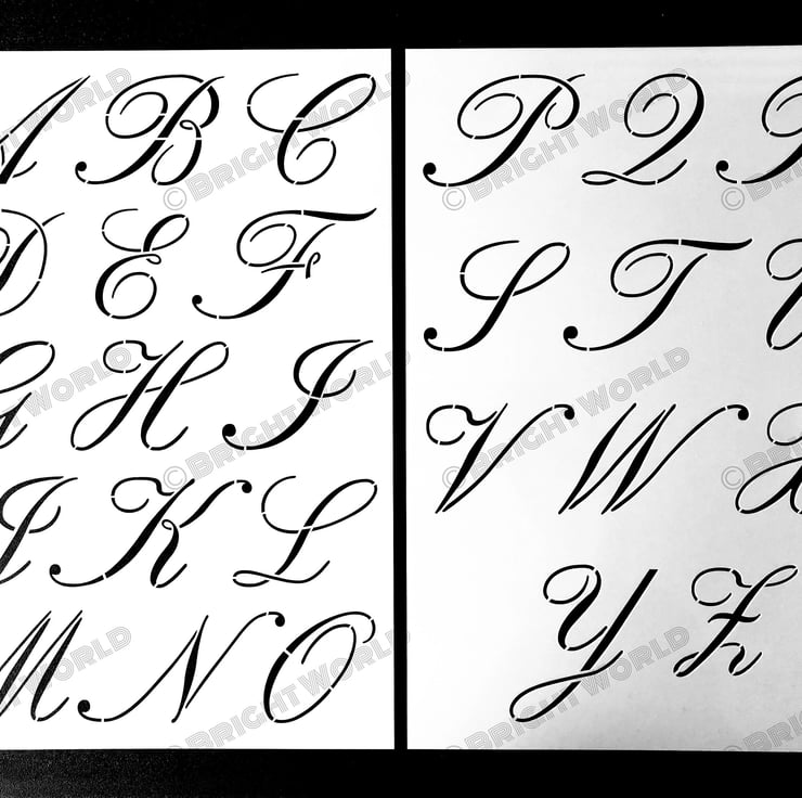 CALLIGRAPHY Stencil Letters Uppercase Lowercase... - Folksy