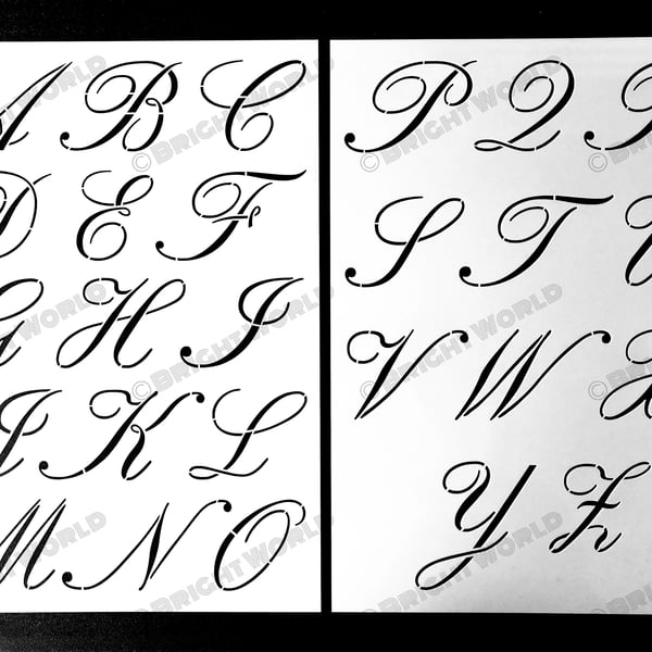 CALLIGRAPHY Stencil Letters Uppercase Lowercase... - Folksy