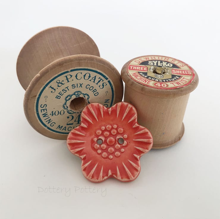 Large ceramic flower shaped button - Folksy