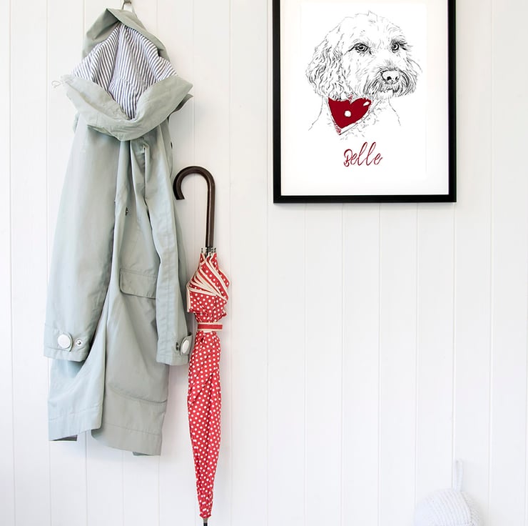 A4 Personalised cockapoo art print in red or pi... - Folksy