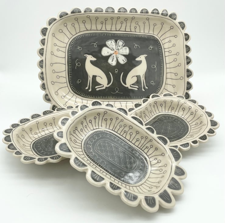 Unique Handmade Serving Platter with Dogs and F... - Folksy