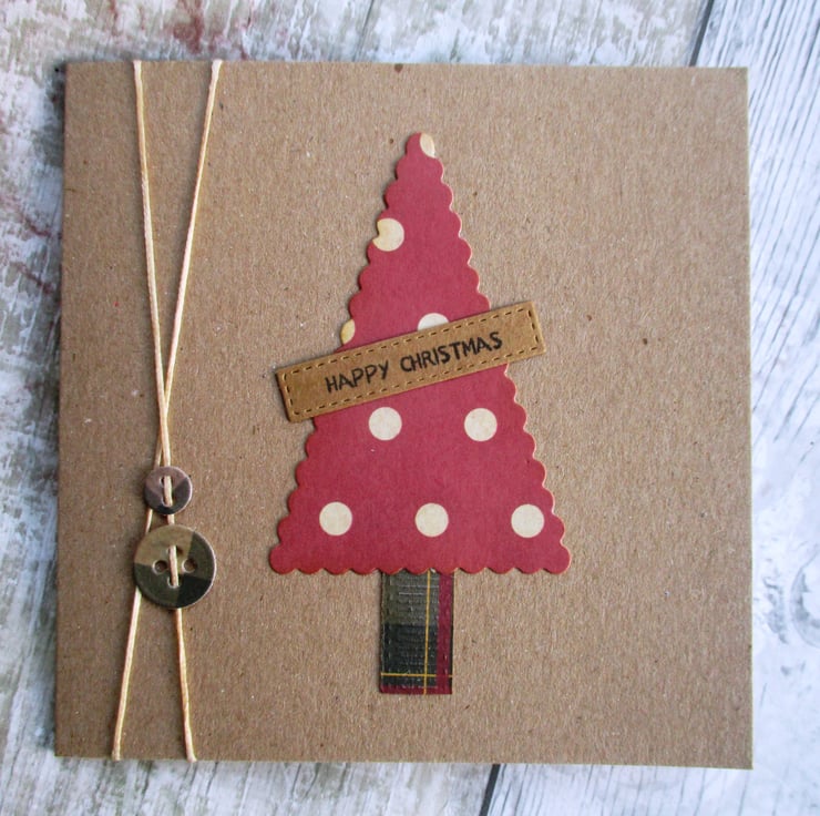 Happy Christmas - Christmas Tree Card - Folksy