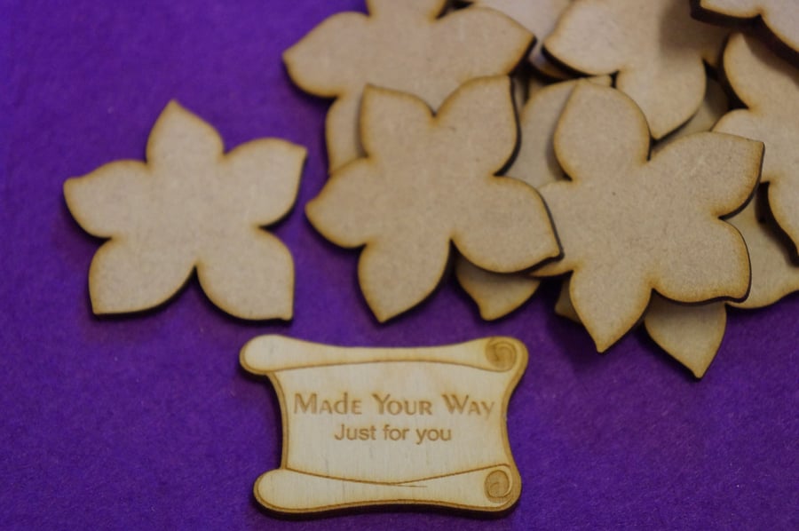MDF Flower B 5cm - 15 x Laser cut wooden shape - Folksy