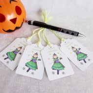 Halloween Little Witch Gift Tags - set of 4 tags - Folksy