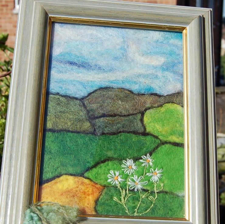 Needle felted picture - Countryside scene . Av... - Folksy