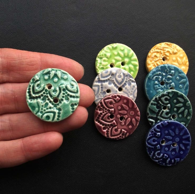 Set of 8 large ceramic buttons - Folksy