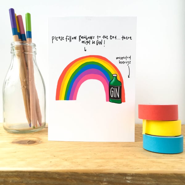 Rainbow Gin Card - Folksy