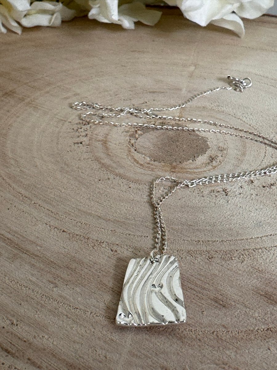 Handmade Fine Silver Double Sided Pendant - Folksy