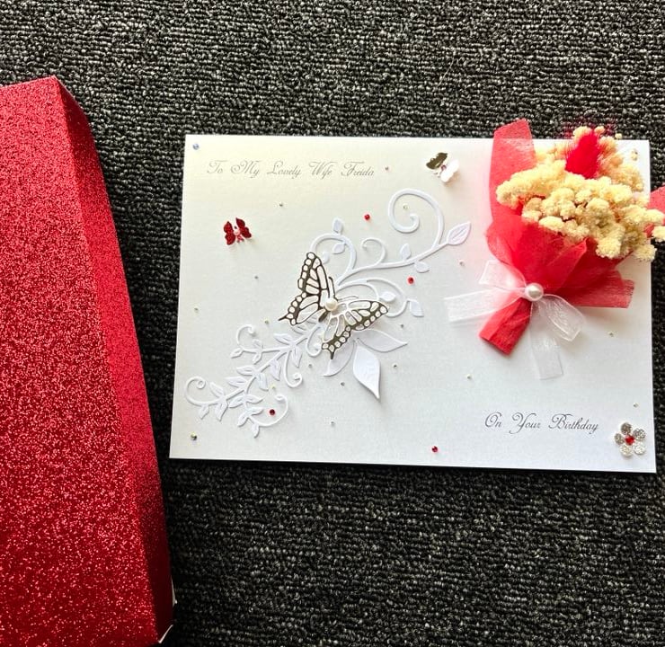Luxury Personalised Birthday Card, Handmade Dri... - Folksy