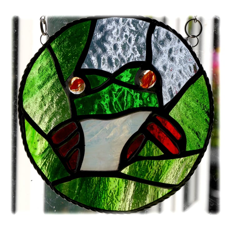 RESERVED Tree Frog Suncatcher Stained Glass Rin... - Folksy