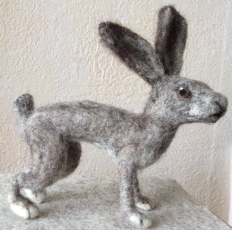 Needle Felted Hare Ornament - Folksy