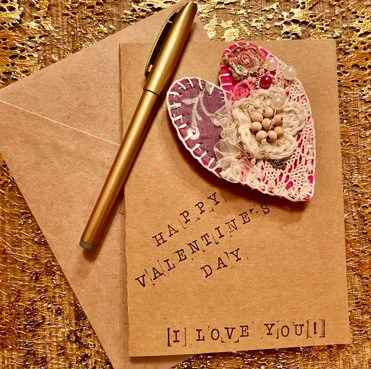 Keepsake Detachable Heart Brooch Card, Valentin... - Folksy