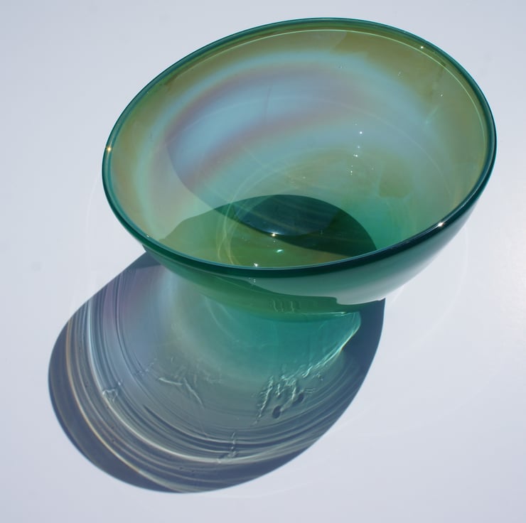 Art Glass Vessel, Gold Green Glas Bowl - Folksy