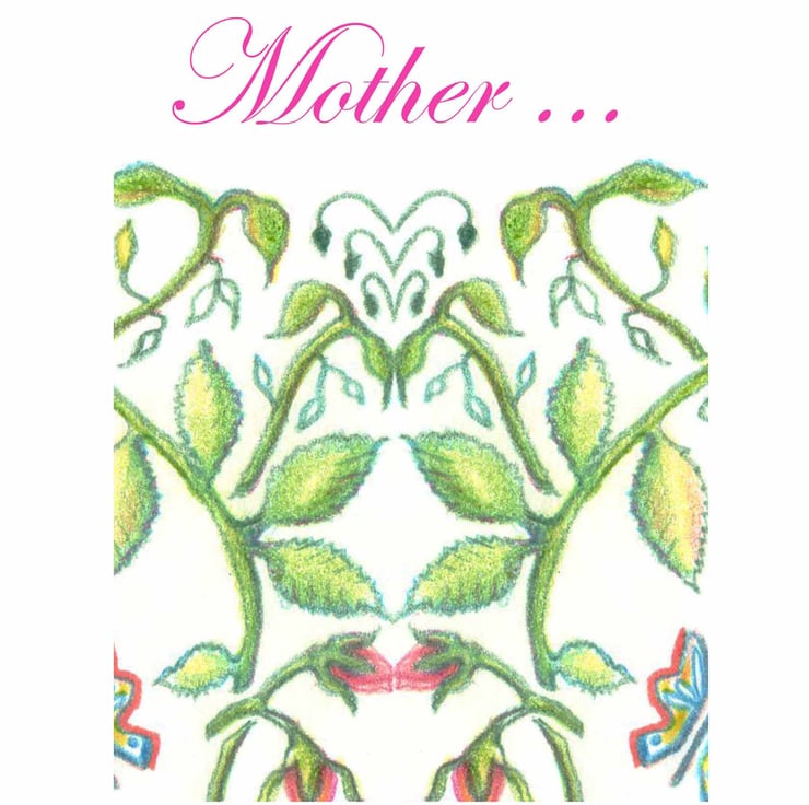 Handdrawn Mothers Day Rose Garden Greetings Card - Folksy