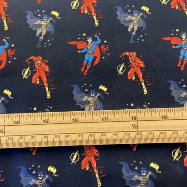 Fat Quarter Young Cartoon Superhero Boys On Bla... - Folksy