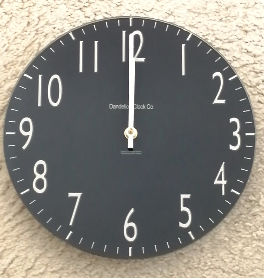 25cm Round Euston Wall Clock in Crisp Black, cl... - Folksy