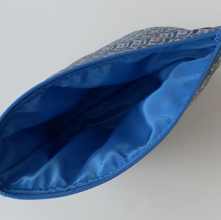 Make up Bag, Blue, Water Resistant - Folksy
