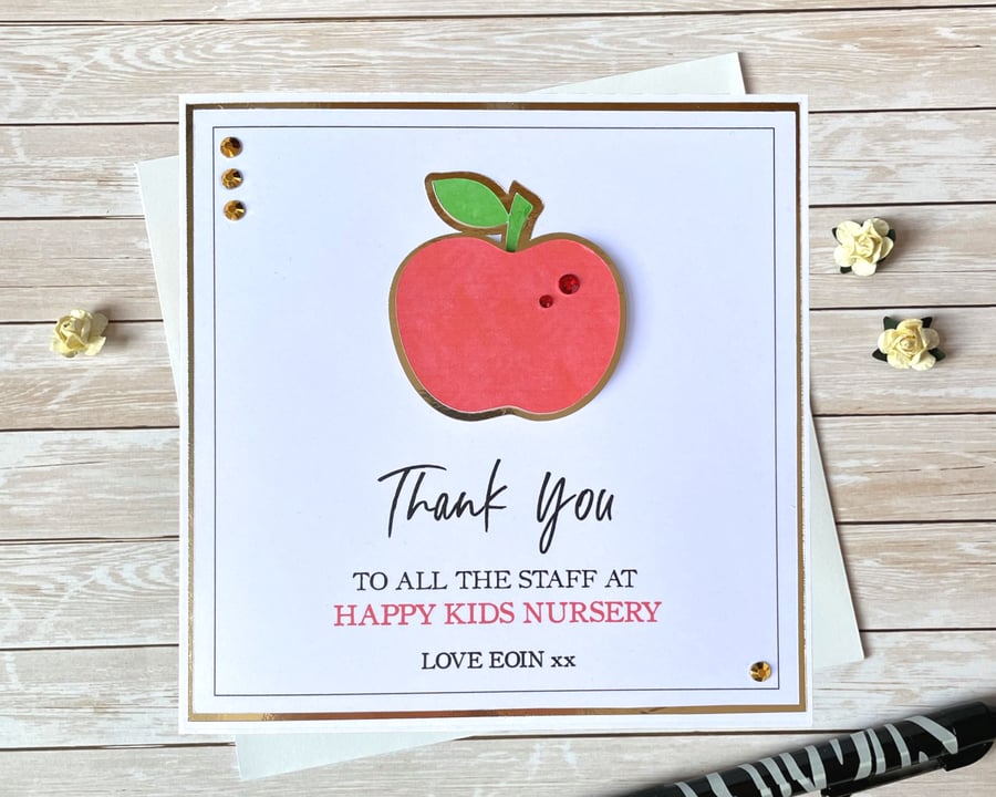 Cute Nursery or Pre-School Thank You Card, Than... - Folksy
