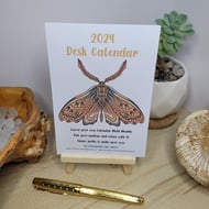 Calendar, 2024 desk Calender, moth designs, woo... - Folksy