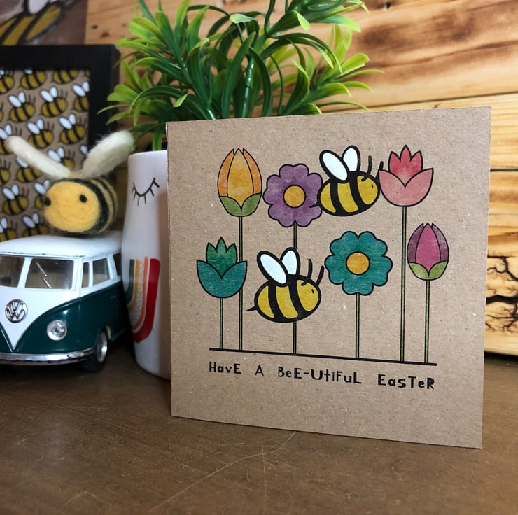 Bee Card, Easter Card, Have a Bee-utiful Easter... - Folksy