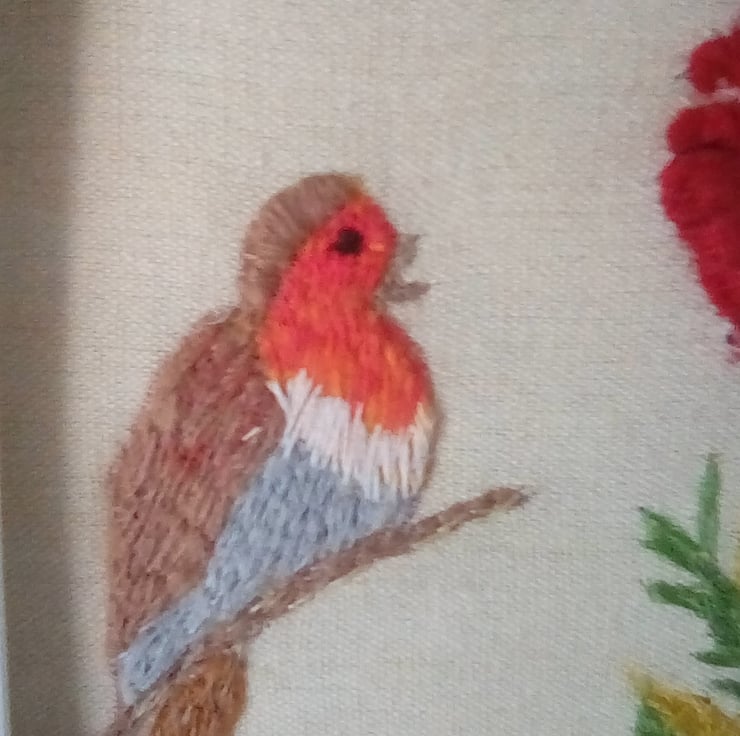 Embroidered Robin Decoration, Robin Decor, Popp... - Folksy