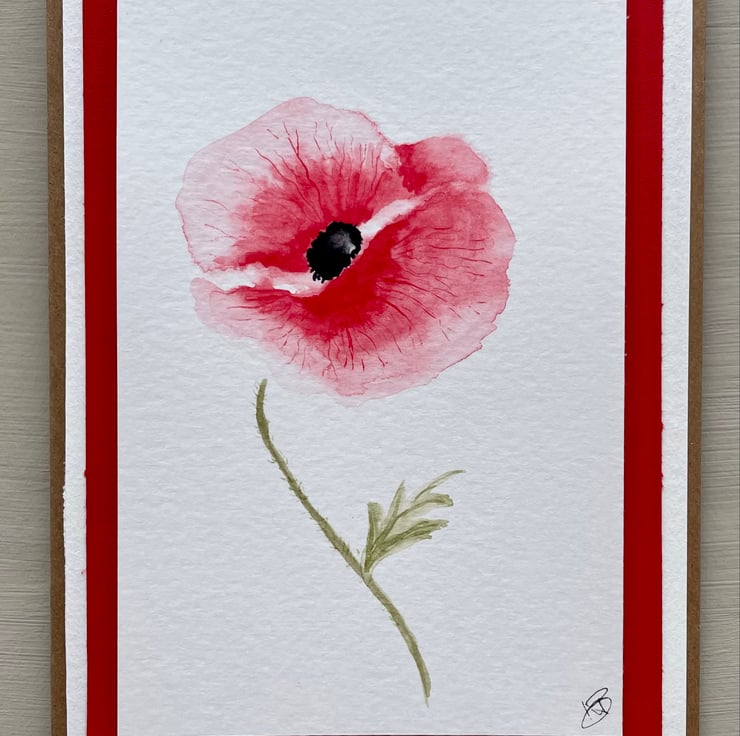 Blank floral card, a single Poppy flower, hand ... - Folksy