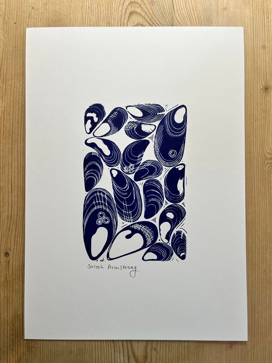 Mussel Lino Print - Folksy