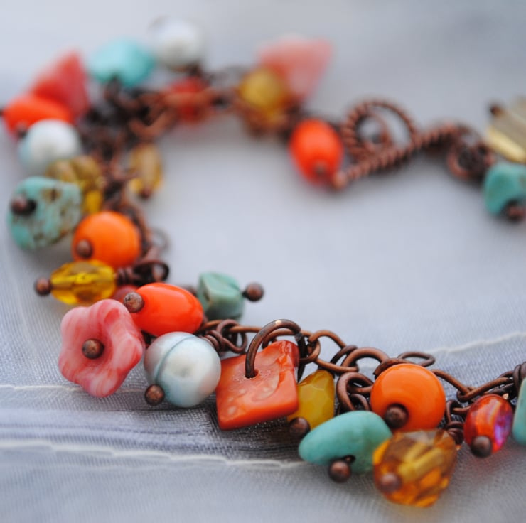 Sunshine & turquoise charm bracelet - Folksy