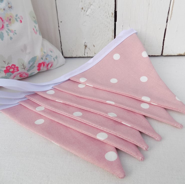 Handmade Quality Fabric Bunting Pink Spotty Po... - Folksy