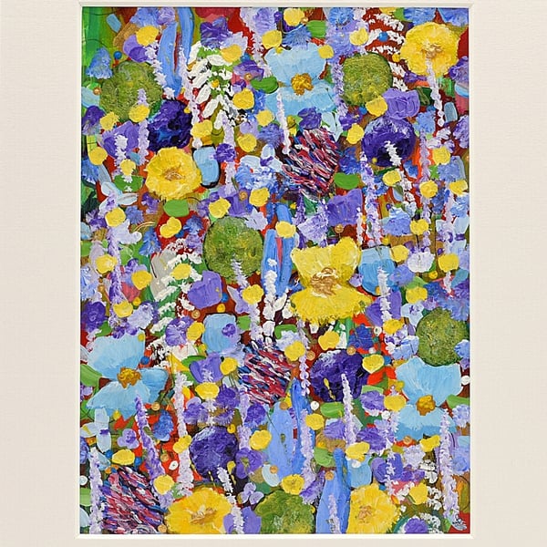 Modern Abstract Painting of Wildflowers. 10 x 8... - Folksy