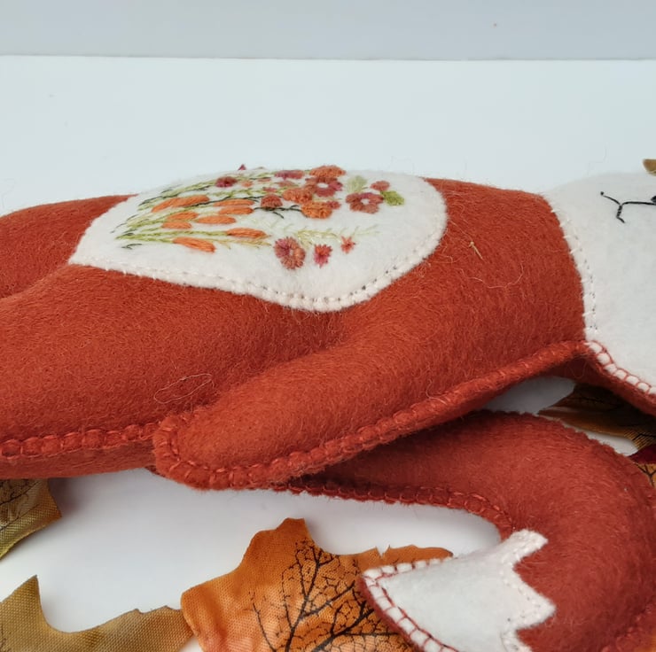 Woodland Fox, hand embroidered felt fox, fox ha... - Folksy