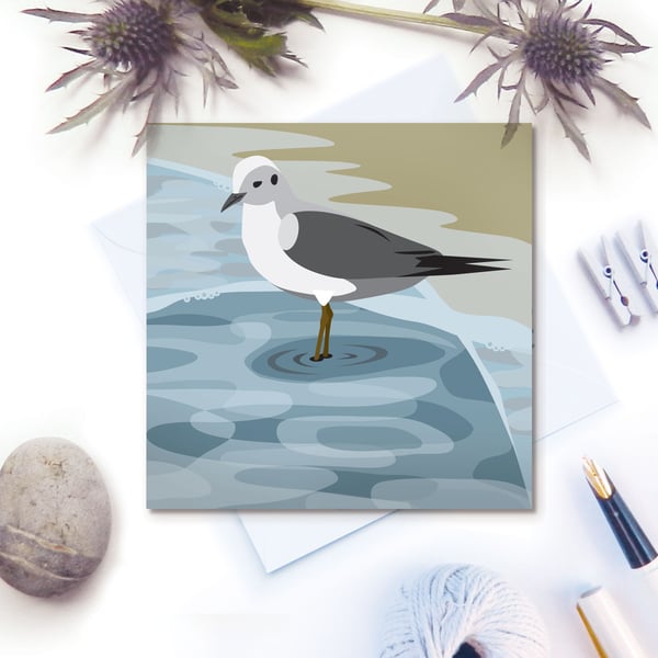 Wading Seagulls Card - seaside, birthday, Fathe... - Folksy