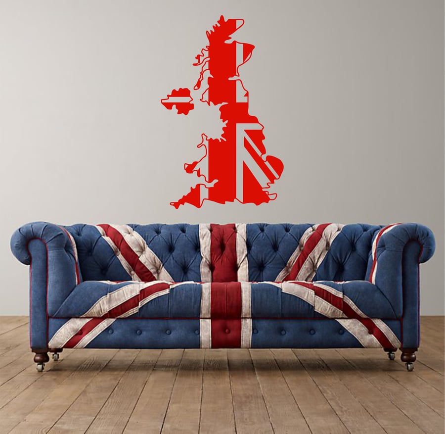 United Kingdom Map Union Jack Britain Decorativ... - Folksy
