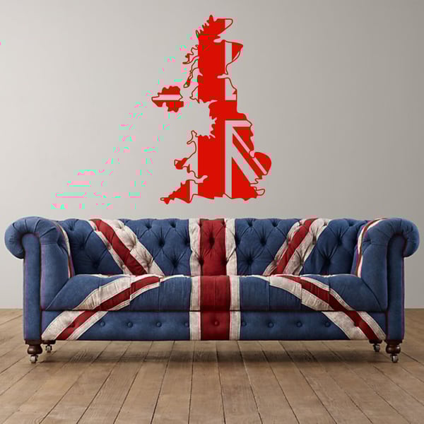 United Kingdom Map Union Jack Britain Decorativ... - Folksy