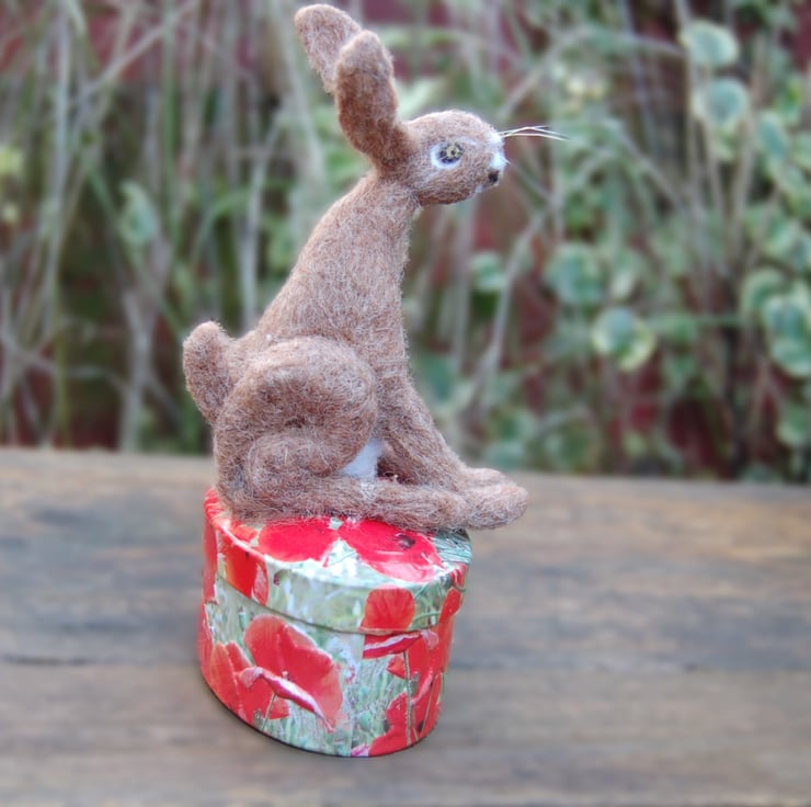 Needle Felt Hare - wool hare - Hare displayed o... - Folksy