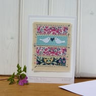 Two Little Doves hand-stitched miniature textil... - Folksy