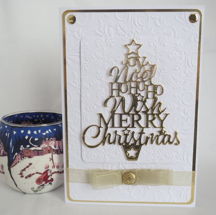 Luxury Gold Christmas tree Card - Folksy
