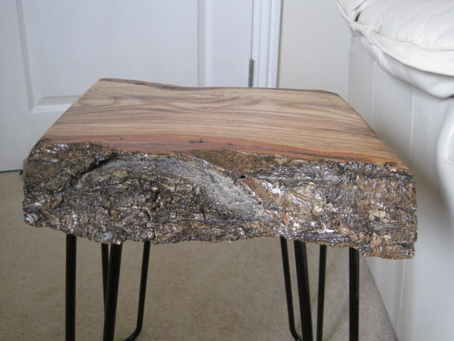 Rustic Live Edge Side Table - Folksy