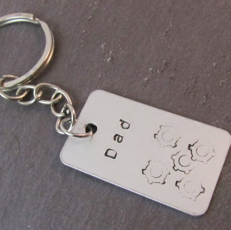 Dad Gears Keyring, Dad Steampunk Keyring, Hand ... - Folksy