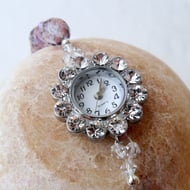 Amethyst and crystal bracelet watch. - Folksy