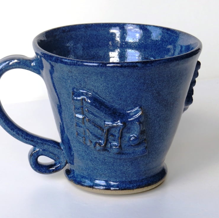 Music Beautiful Blue Mug Ceramic Pottery - Folksy