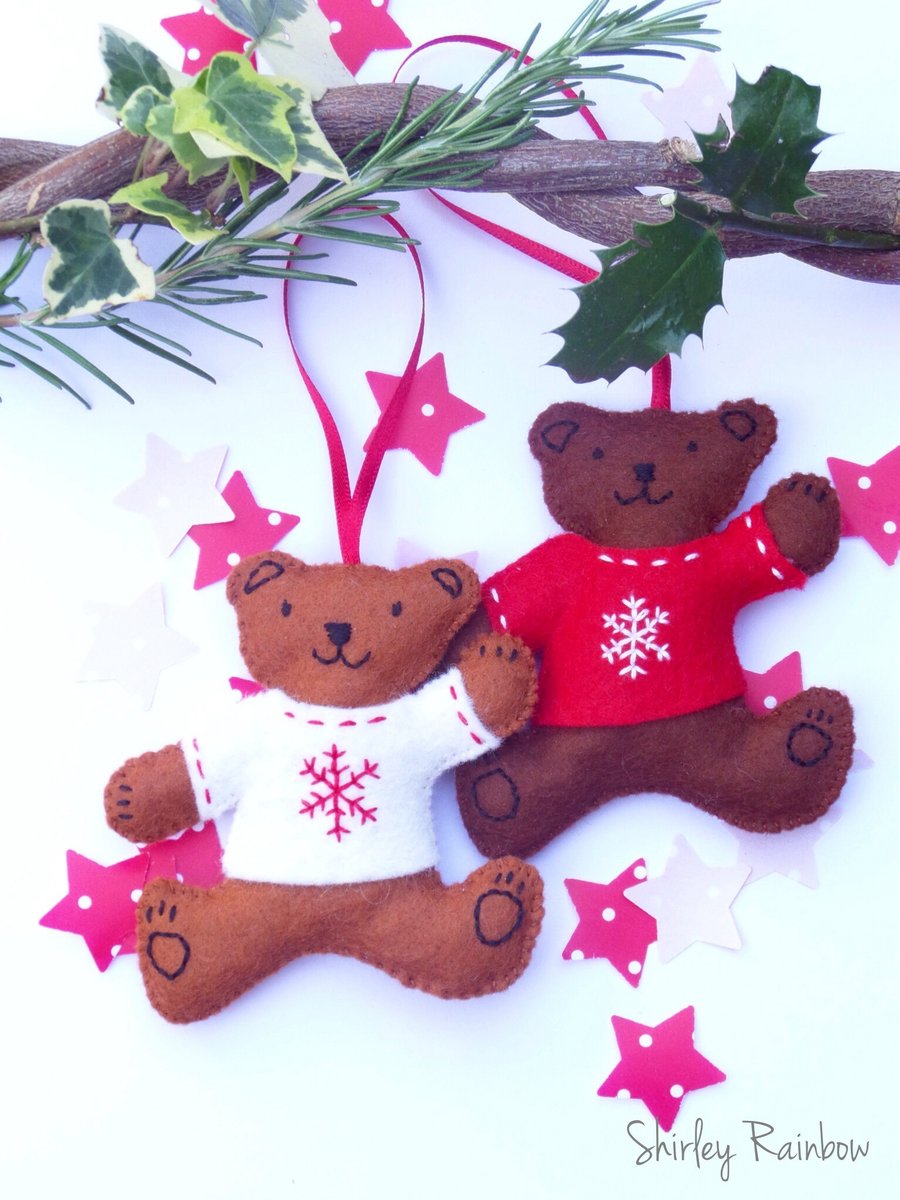 Christmas Teddy Bear Decoration - Folksy
