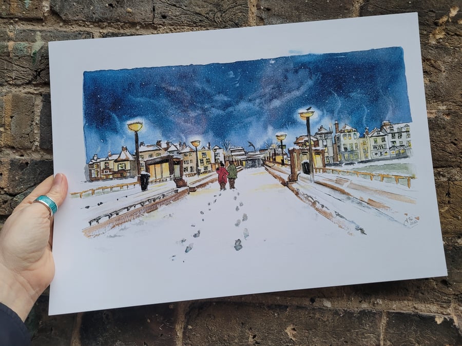 Beautiful A3 Prints "Snowy Pier at Christm... - Folksy