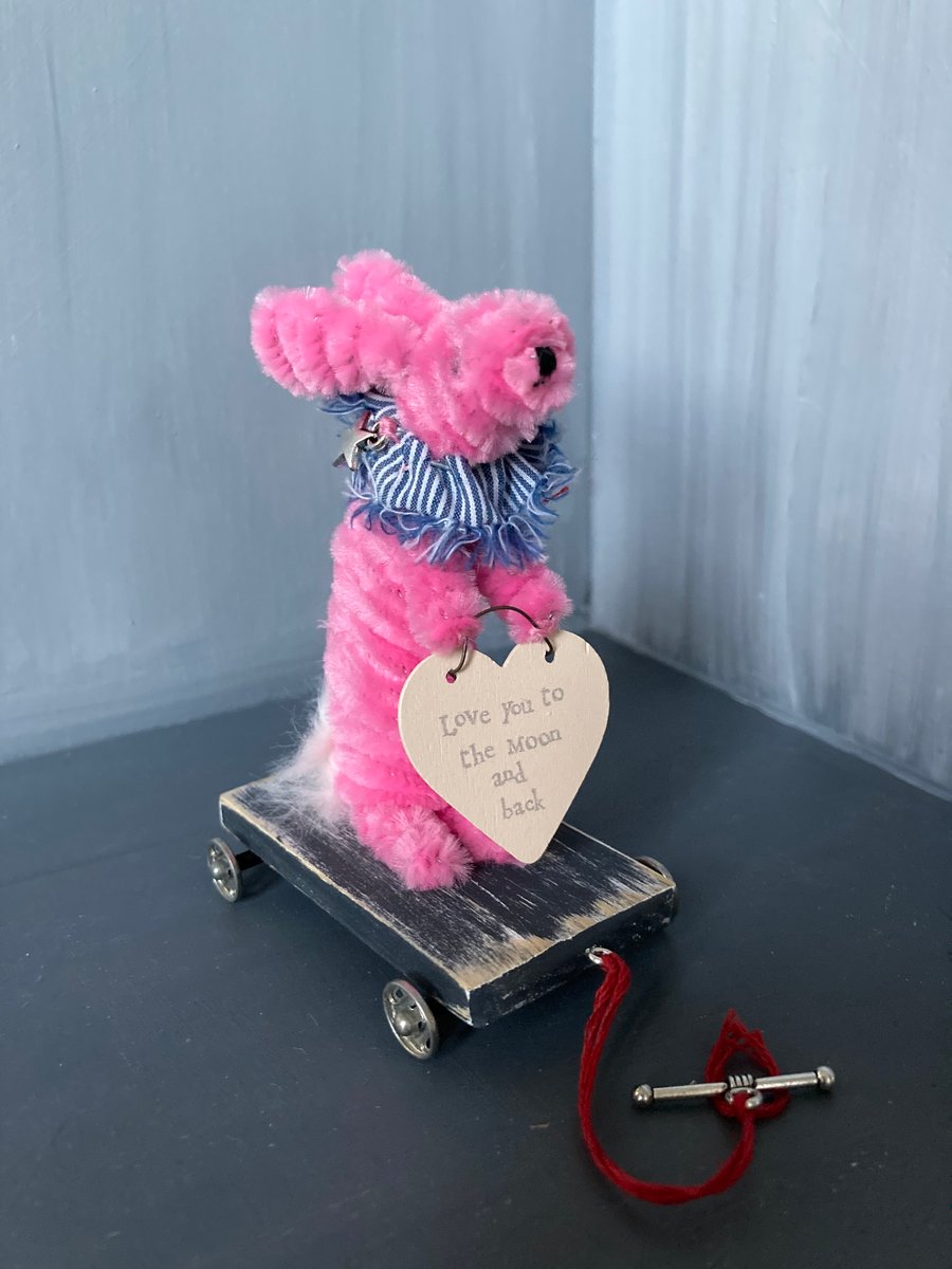 Miniature Handmade Rabbit on a Pull Along Troll... - Folksy