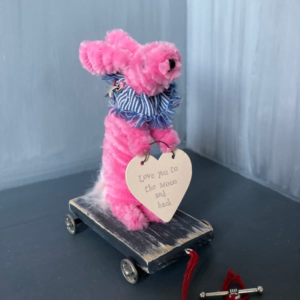 Miniature Handmade Rabbit on a Pull Along Troll... - Folksy