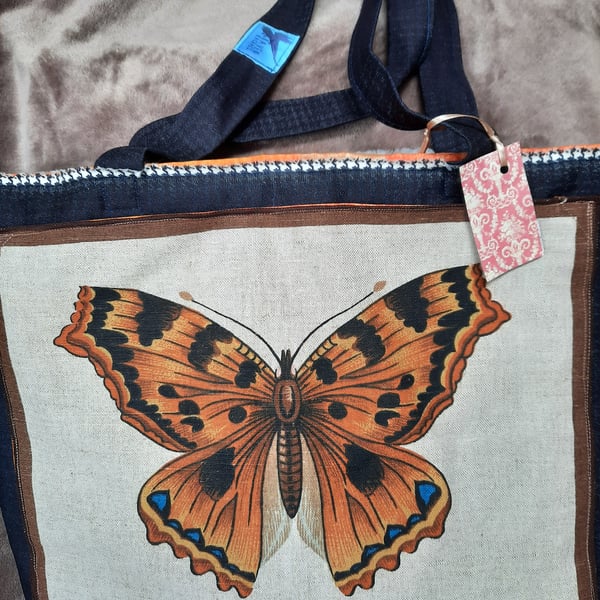 Handmade Blue Butterfly Shopping Bag - Folksy