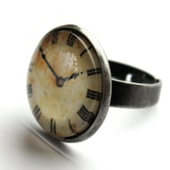 Vintage Clock Ring - Roman Numerals - Folksy