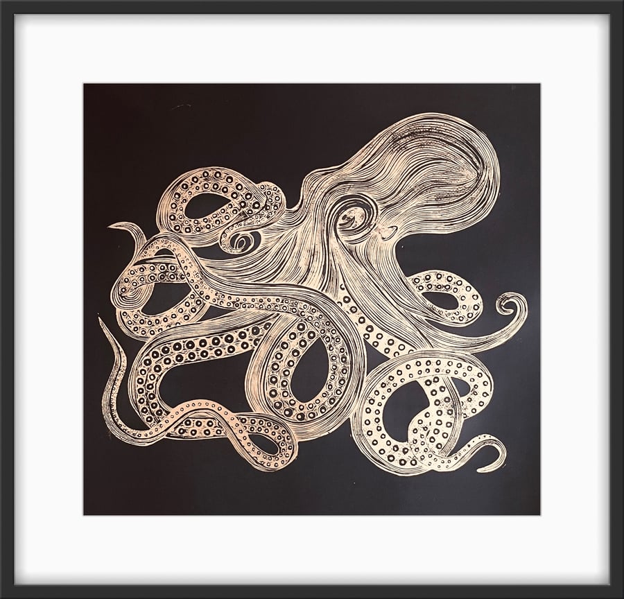 Octopus - Original Linocut Print - Folksy